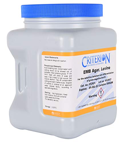 EMB Agar, Levine, Criterion Dehydrated Culture Media, 500gm Wide-Mouth Bottle, by Hardy Diagnostics