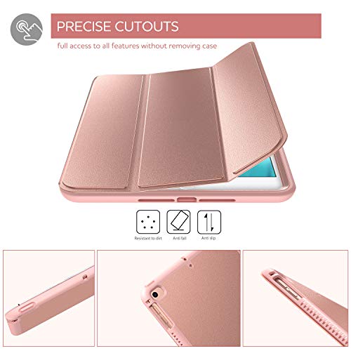 SURITCH Case for iPad Mini 4/iPad Mini 5,【Built in Screen Protector】【Auto Sleep/Wake】【Pencil Holder】 Lightweight Leather Case Flip Cover with Stand for iPad Mini 4/Mini 5 7.9"(Rose Gold)