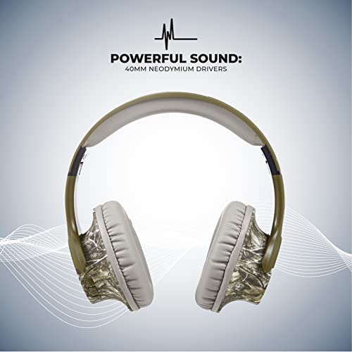 Altec Lansing R3volution X Realtree Wireless Bluetooth Headphones with 10 Hours of Battery Life, Deep Bass, Cooling Earcups, 30 Foot Wireless Range, Auxiliary Cable, Foldable (Real Tree Camo)