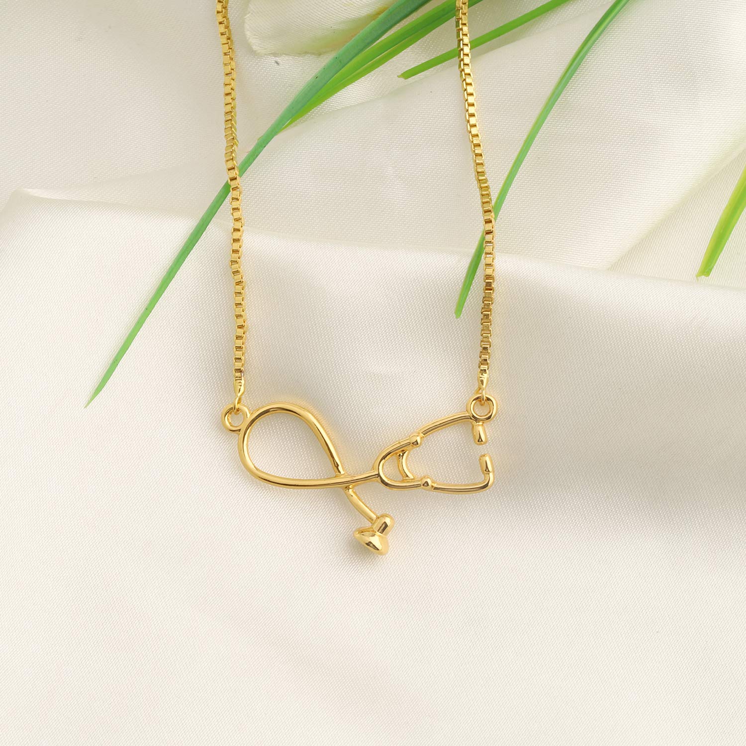 MYOSPARK Stethoscope Adjustable Chain Bracelet Medical Jewelry Gift For Doctor Nurse Medical Student (stethoscope bracelet gold)