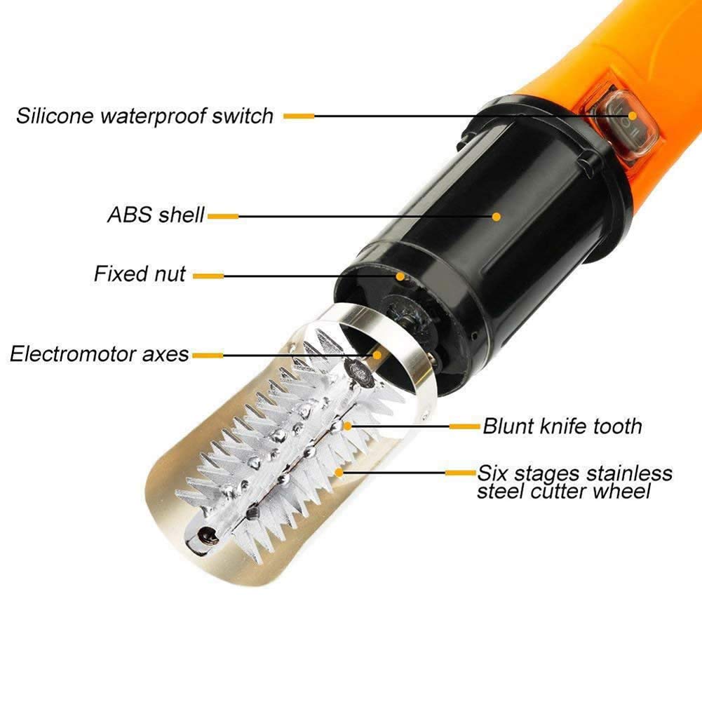 Electric Fish Scaler,Viiwuu Portable Automatic Powerful Cordless Fish Scaler Scale Scraper Remover Cleaner Skinner Kit Build in 12V Rechargeable Battery Electric Fish Scaler Remover