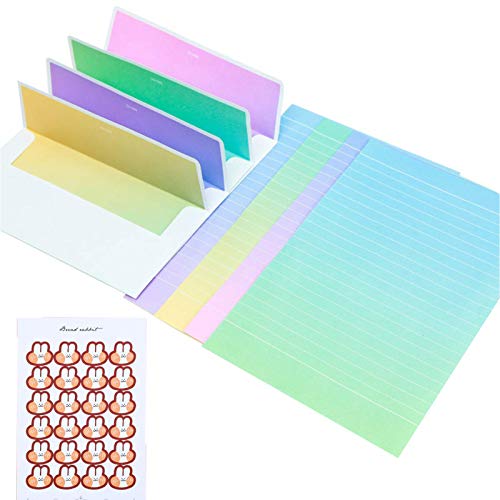 Halloluck 32 Colorful Writing Stationery Paper Letter Writing Paper with 16 Envelope, 4 Styles