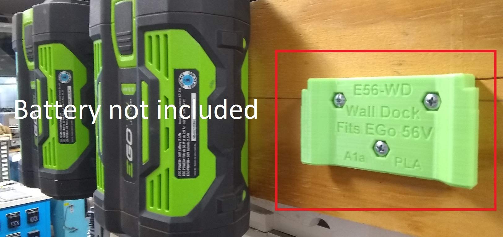 Made by Mitchell Compatibe with EGo 56V Battery Holder, Mount, Store, Wall Dock, lawnmower leaf blower, trimmer USA -2 PACK- PN E56-WDx2