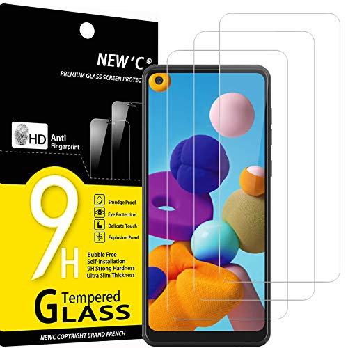 NEW'C [3 Pack] Designed for Samsung Galaxy A21 Screen Protector Tempered Glass, Case Friendly Ultra Resistant