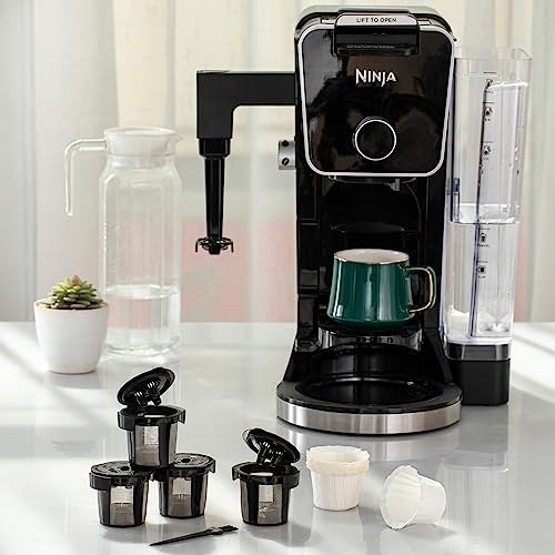 4 Ninja K Cup Reusable Pod for Ninja Dual Brew Pro Specialty Coffee Maker - Refillable Permanent Pods Filters - Cafetera Ninja Coffee Filter for DualBrew CFP201 CFP301 CFP307 CFP451CO, Leak-Free