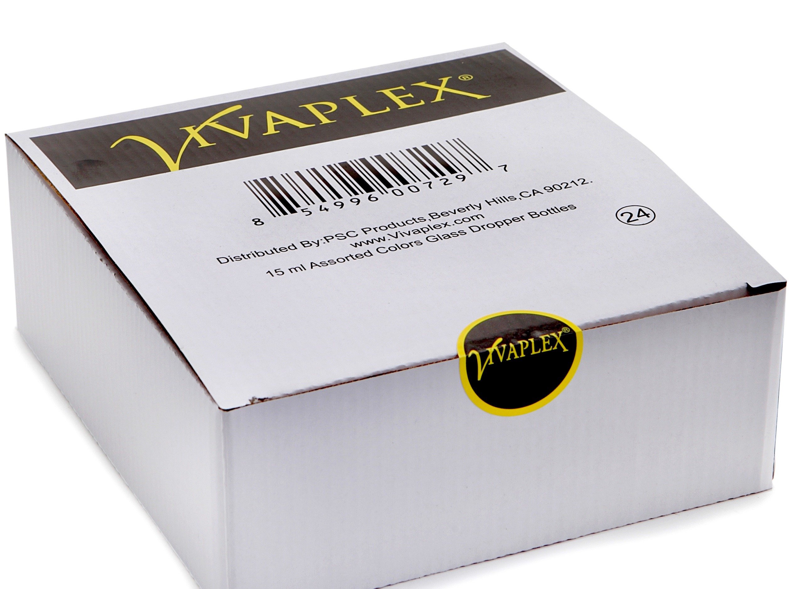 Vivaplex, 24, Assorted Colors, 15 ml (1/2 oz) Glass Bottles, with Glass Eye Droppers