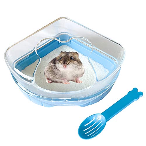 PINVNBY Hamster Bathroom Gerbil Plastic Sand Dry Bath Container Small Animal Sauna Toilet Sandbox with Scoop for Hamster Gerbil Rat Mice and Small Animal