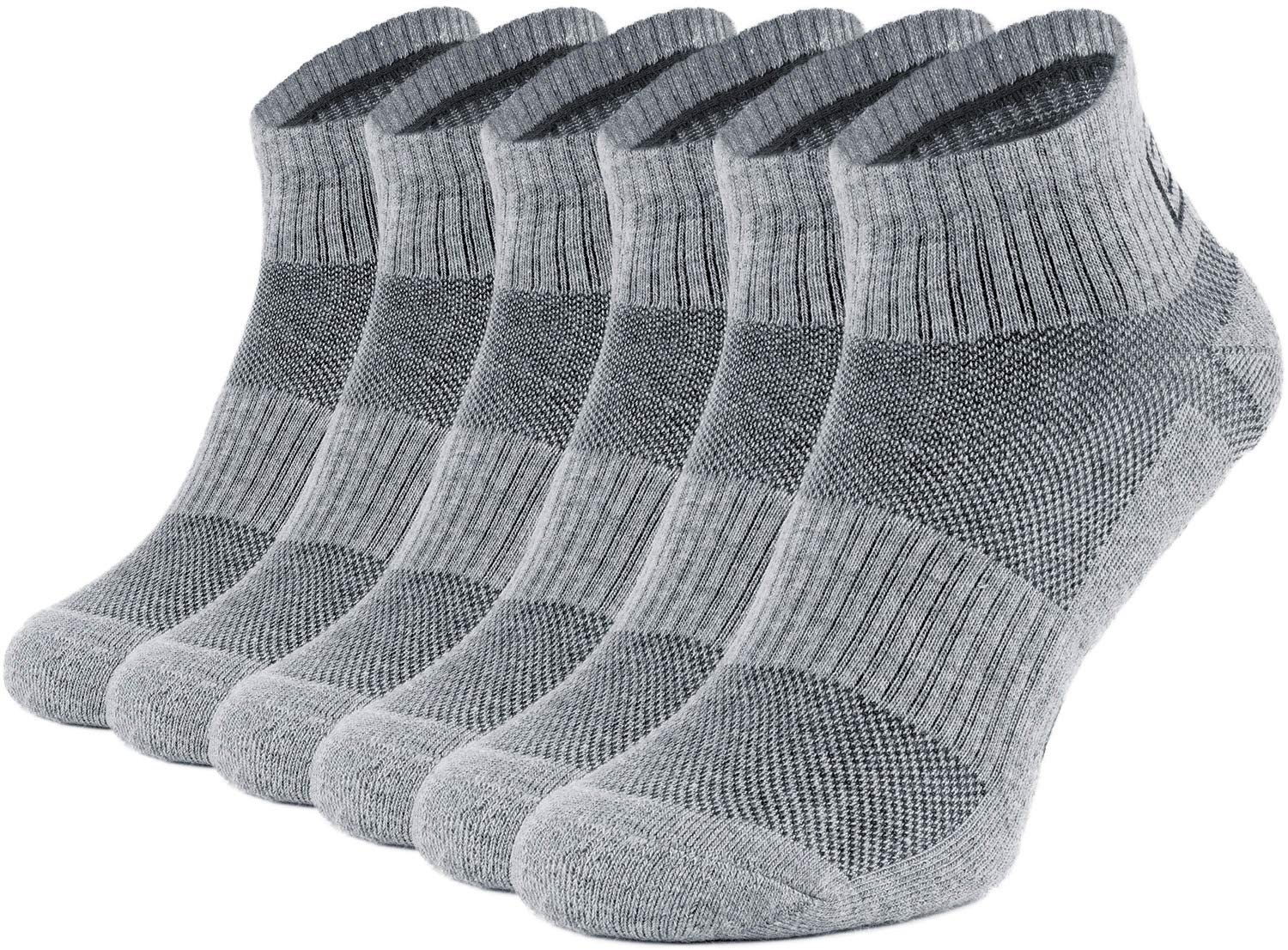 281Z Running Cushion Ankle Low Cut Socks - Athletic Hiking Sport Workout (Stone Grey)(Small 6 Pairs)