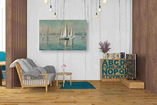 Epic Graffiti 'Sailboats at Sunrise' by Danhui NAI Canvas Wall Art, 26 in x 40 in, Green