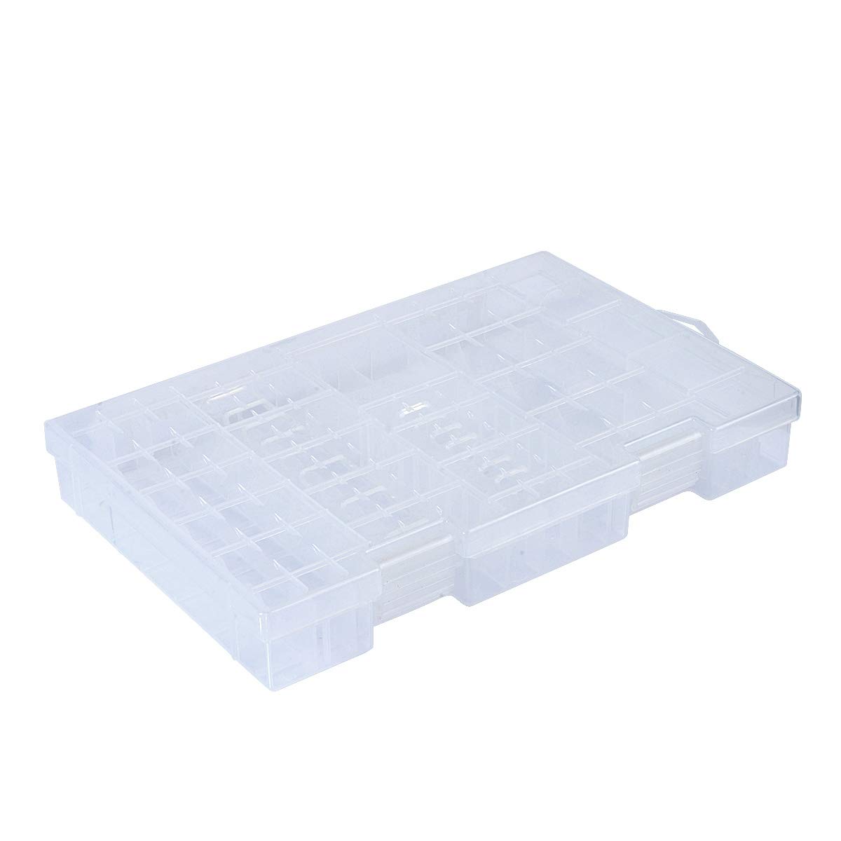 YXQ 47 Batteries Organizer Storage Case Box Holder Clear Plastic Container Portable- Holds 16 AAA+20 AA+ 2 9V+5 C+4 D Various Sizes and Tester