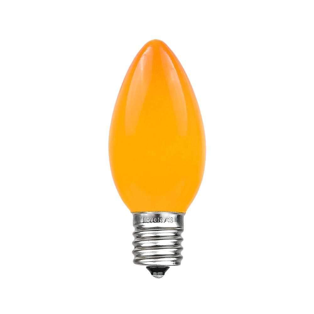 25 Foot C9 Orange Ceramic Christmas String Light Set - Outdoor Christmas Light String - β Opaque Christmas Bulbs - Roofline Light String β Outdoor String Lights - Brown Wire