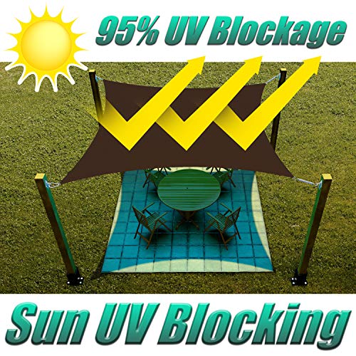 Amgo 12' x 12' Brown Square Sun Shade Sail Canopy Awning AGTAPS12, 95% UV Blockage, Water & Air Permeable, Commercial and Residential, 3 Years Warranty (We Make Custom Size)