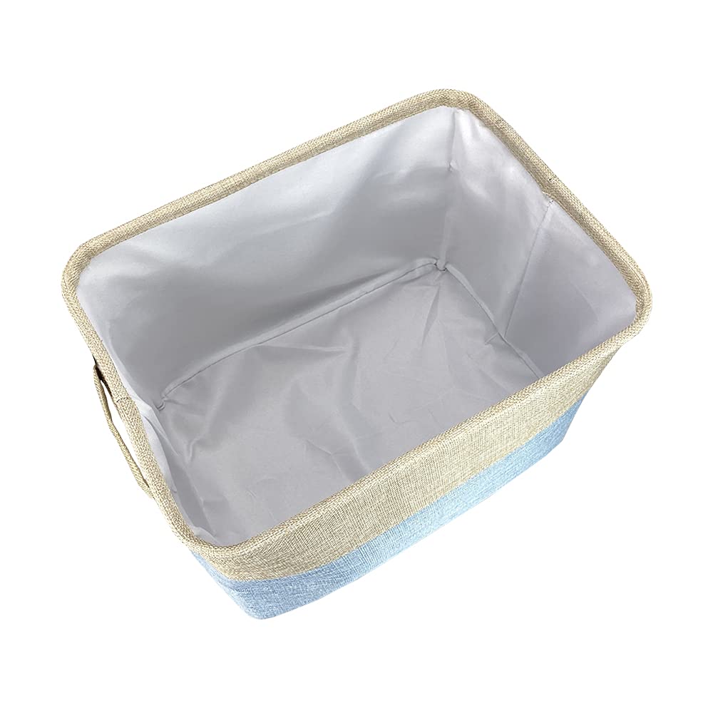 MALIHONG Personalized Foldable Storage Basket with Funny Dog English Bulldog Collapsible Sturdy Fabric Pet Toys Storage Bin Cube with Handles for Organizing Shelf Home Closet, Blue amd White