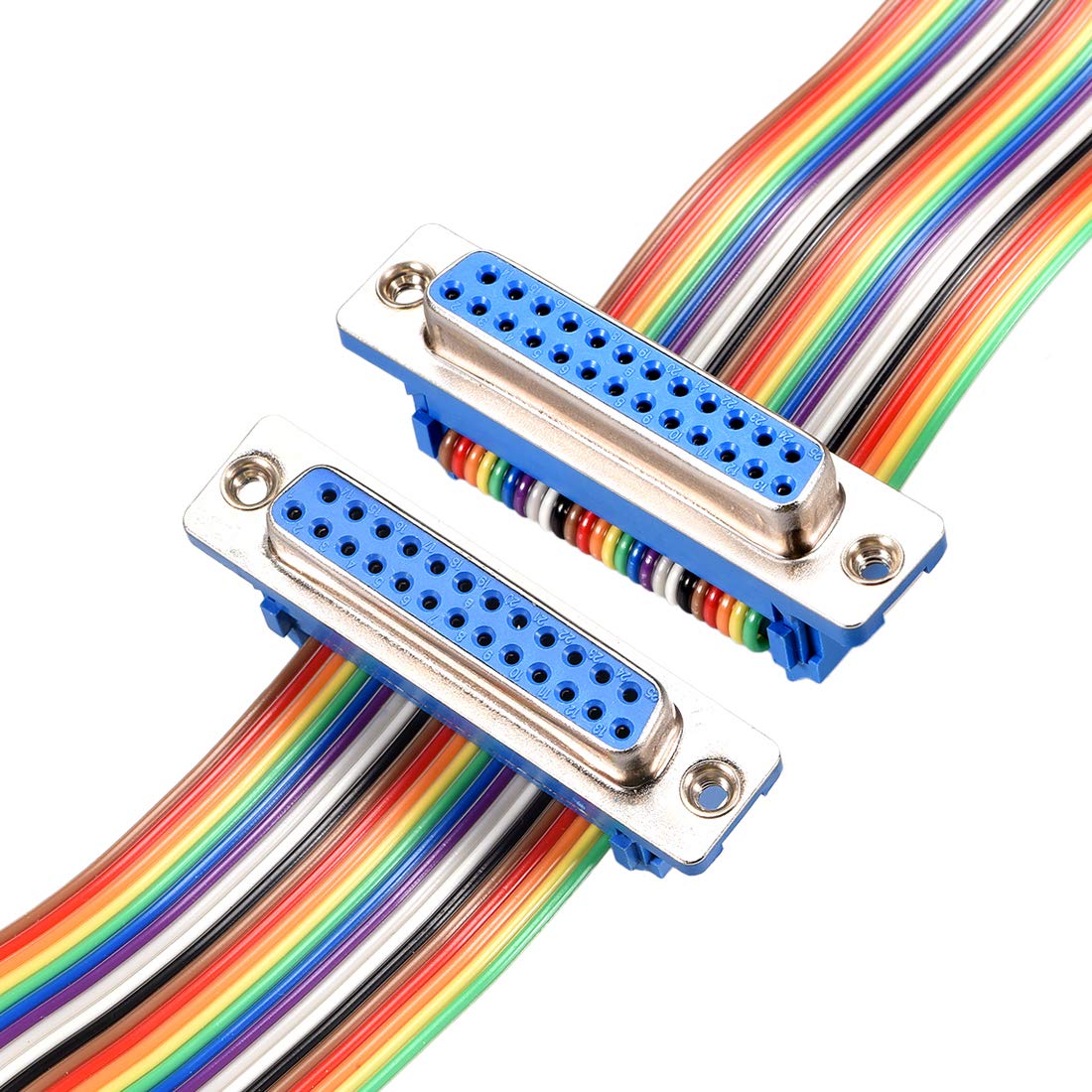 uxcell IDC Rainbow Wire Flat Ribbon Cable DB25 Female to DB25 Female Connector 2.54mm Pitch 11.8inch Length