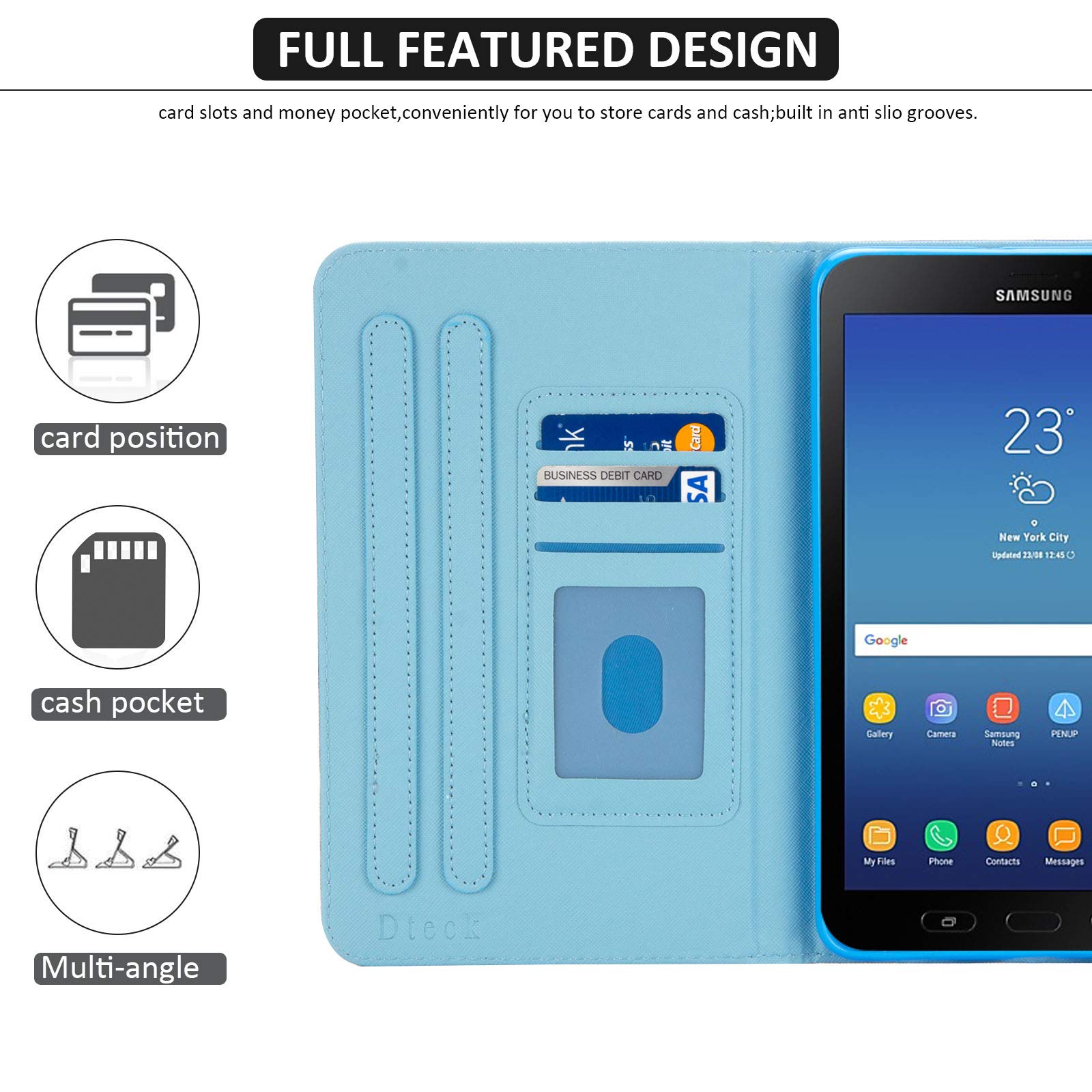 Galaxy Tab A 8.0 2018 Case, SM-T387 Case, Dteck Slim Premium Leather Folio Stand Cover with Card Holder/Photo Slot for Samsung Galaxy Tab A 8 inch 2018 Release T387 Tablet, Galaxy Flower