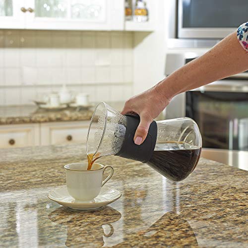 CAFE BREW COLLECTION Pour Over Coffee Maker with Permanent Filter, 1.2 Liter, 40 Ounce, Black Band