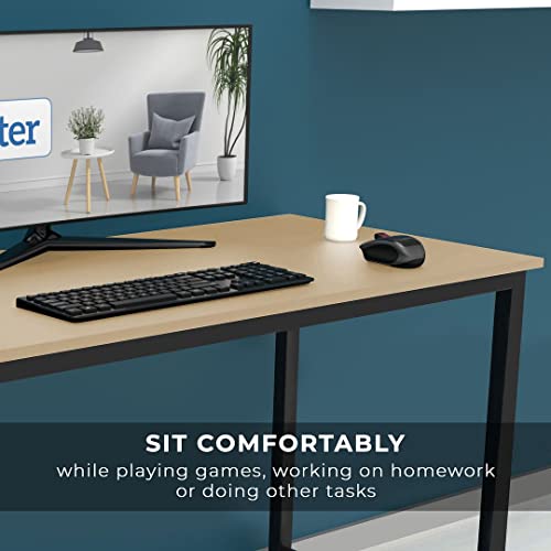 Halter Extra Long Computer Desk for Home Office, 47" Modern, PC, Laptop Office Desk, for Gaming, Studying, Working Sturdy Writing Table and Crafting Table, Easy Assembly, Walnut Desk, Black Frame