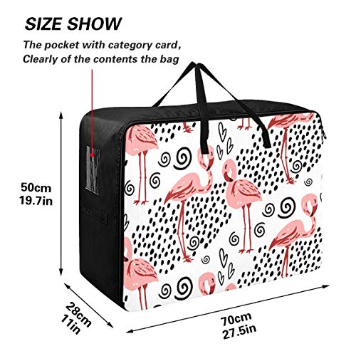 MCHIVER Quilt Storage Bag Clothing Organizer - Flamingo Pattern Under Bed Storage Bins Bedroom Storage Clear Window & Carry Handles Great for Under Bed Storage