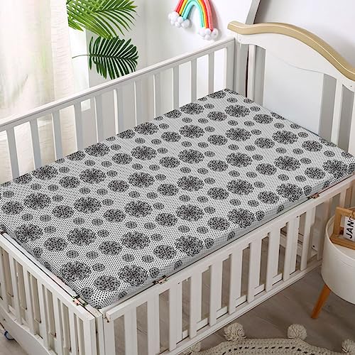 Dandelion Themed Fitted Crib Sheet,Standard Crib Mattress Fitted Sheet Soft Toddler Mattress Sheet Fitted - Baby Crib Sheets for Girl or Boy,28β x52β,Charcoal Grey White