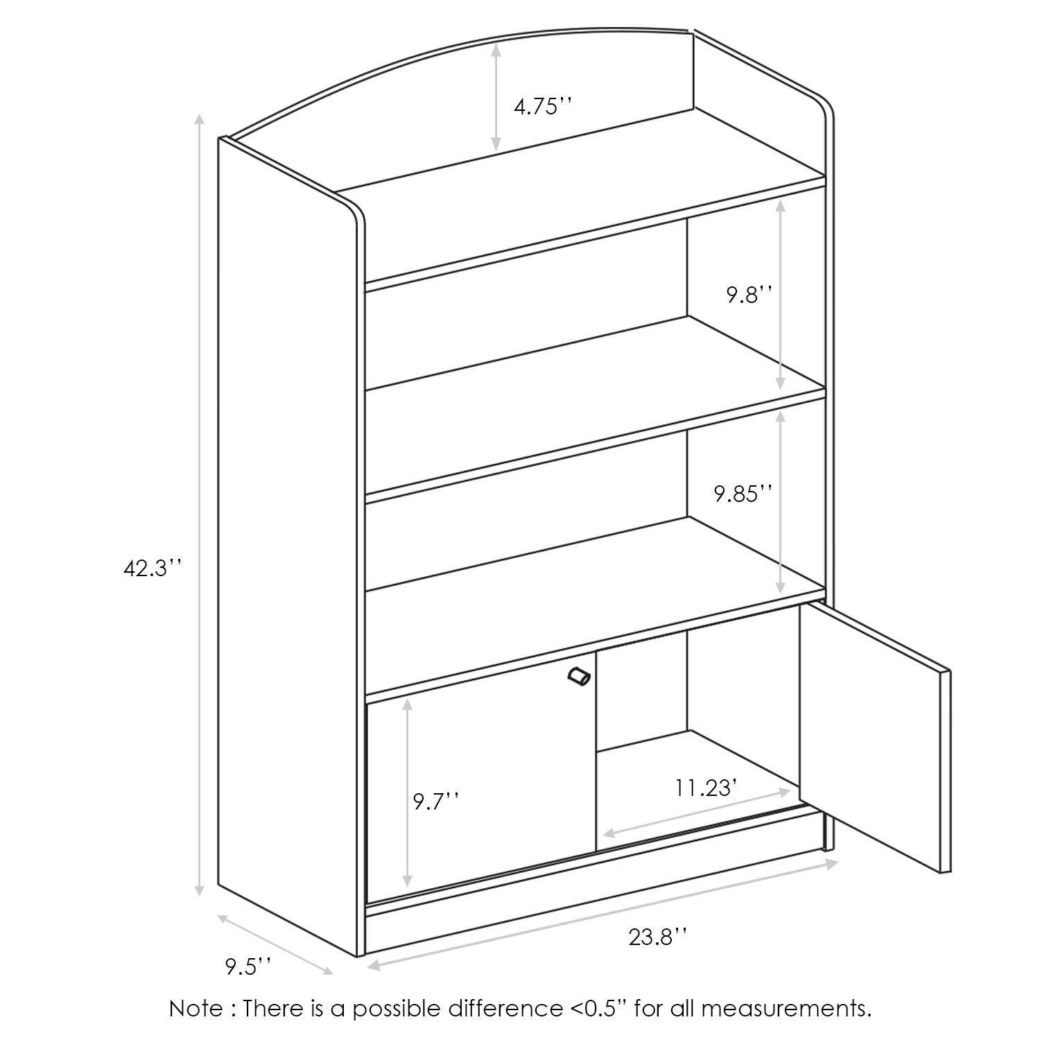 FURINNO 2 shelves Stylish Kidkanac Bookshelf With Storage Cabinet, Pink