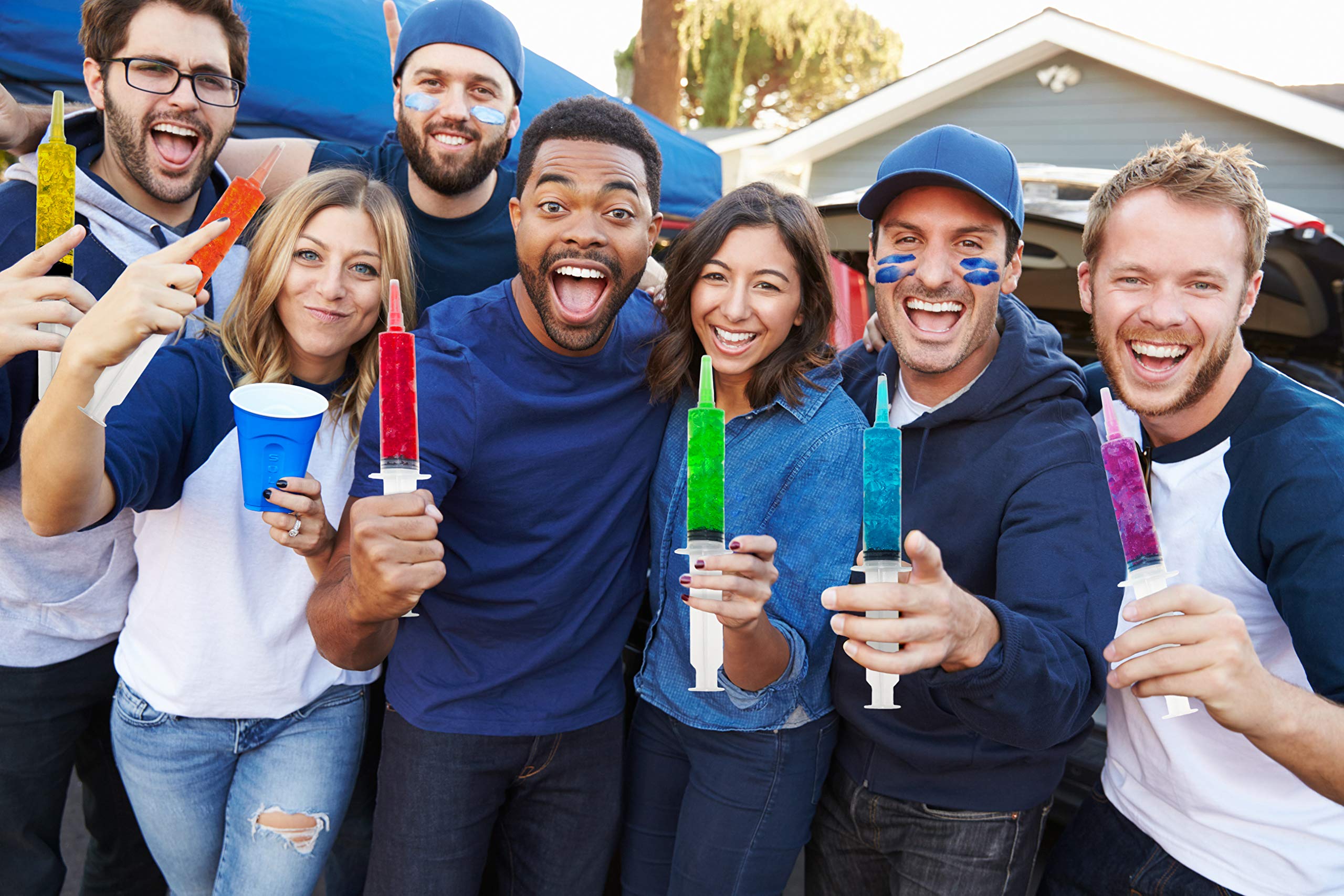 30 Pack 2.5 oz Reusable Jumbo Jello Shot Syringes BPA Free with Oversized Caps - Perfect for any party: Halloween, New Years, Nurses, Graduation, Superbowl, St. Patrick?s Day - By Wild Shots!