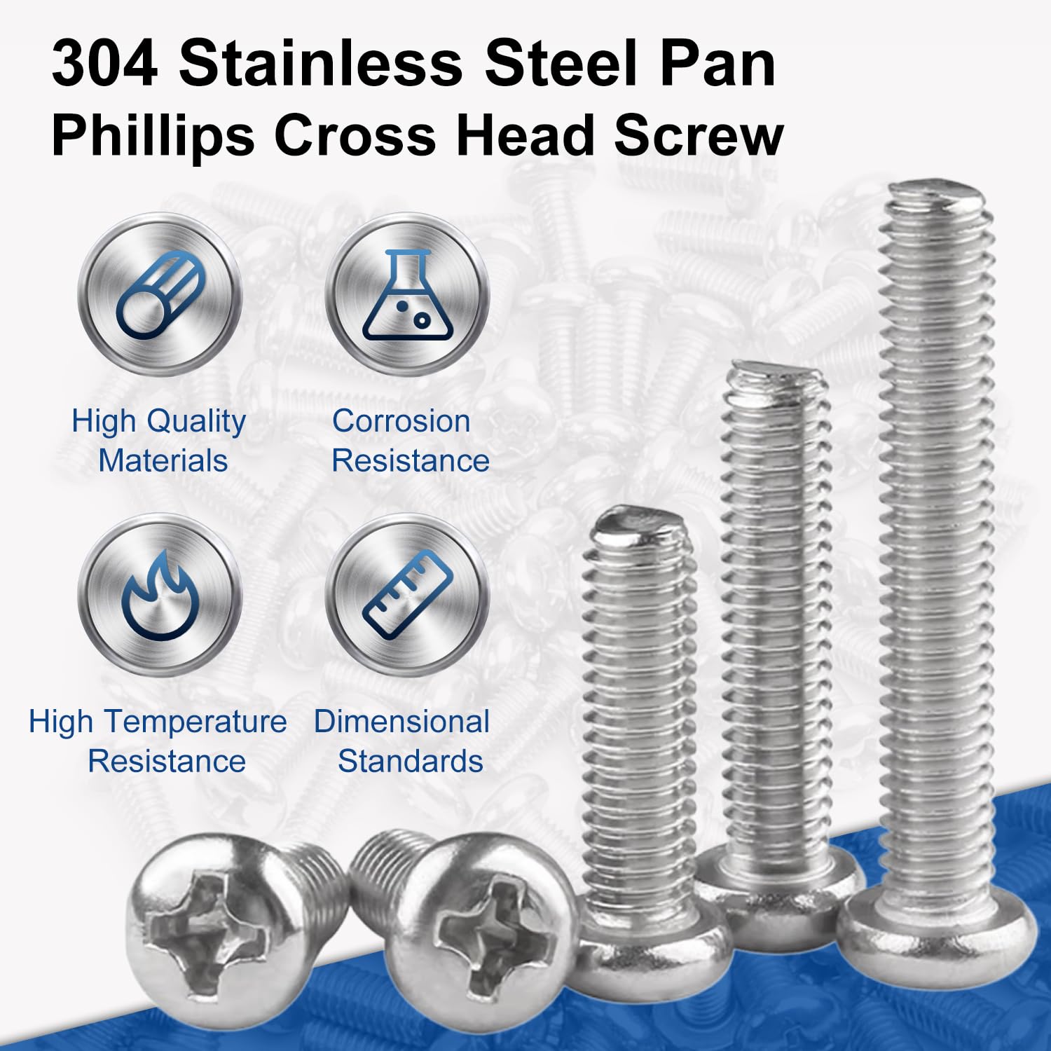 MroMax 60Pcs M4 x 8mm Pan Head Phillips Machine Screws, 304 Stainless Steel 18-8, Fully Thread, Metric Silver Gray Cross Head Screws Bolts for Cabinet Drawer Knob Pull Handle