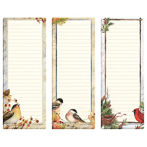 Current Seasonal Birds Magnetic Notepad Set – Set of 12 Mini Memo Pads, 12 Designs, 30-Sheet Pads, 2½ x 6½ Inches, Shopping List, To-Do Notes, Printed in The USA