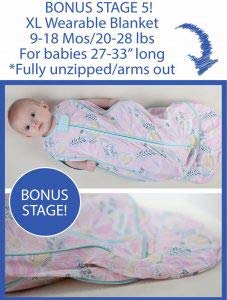 Woombie Grow with Me Baby Swaddle, Convertible Swaddle Fits Babies 0-9 Months, Expands to Wearable Blanket for Babies up to 18 Months, Stardust Grey Elephant