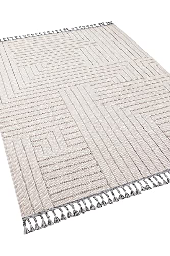 AK RUGS Off White Scandinavian Area Rug Minimalist Non Shedding Rug for Living Room Bedroom Rug (8'x10'), (OSLO 19670)