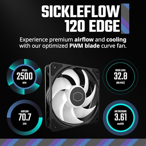 Cooler Master Hyper 212 Pro aRGB CPU Air Cooler, SickleFlow Edge 120 PWM Fan, Composite 4 Copper Heat Pipes, 152mm Tall, Sleek Top Cover, AMD Ryzen AM5|AM4, Intel LGA 1851|1700 Brackets
