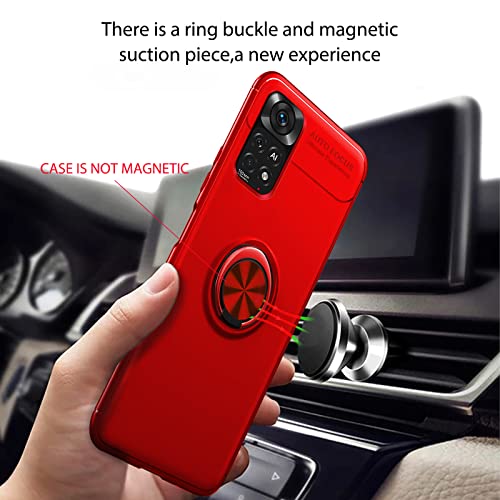 AKABEILA for Oppo A96 4G/Realme 9i/A36 4G/A76 4G/K10 4G/Realme 10T 5G Case Screen Protector Cover [with Tempered Glass Free] Carbon Fiber Silicone Bracket Phone Holder Shockproof Cases 6.59"