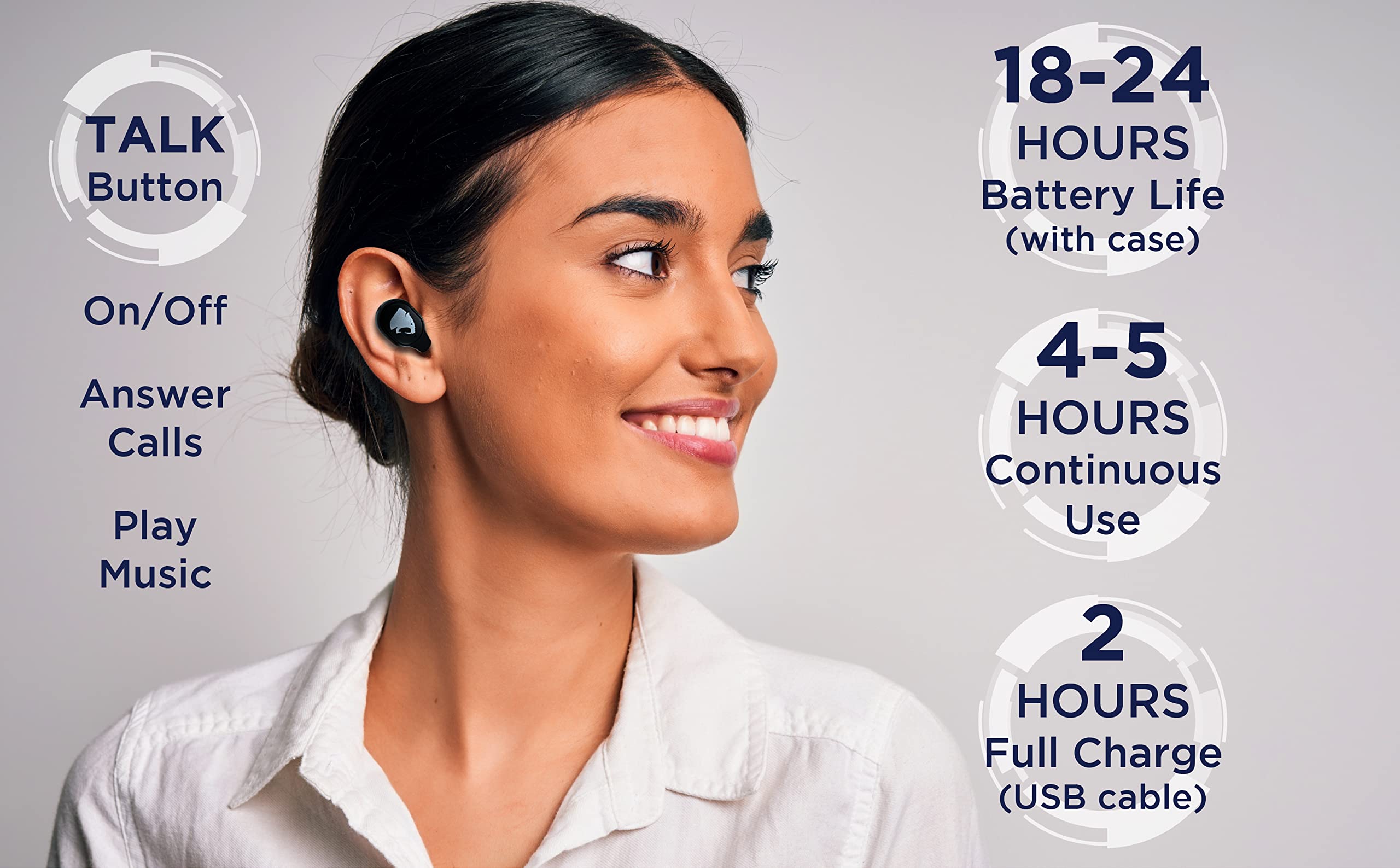 Sabertooth VLT450 Smart Voice Language Translator Single Ear Bud with Direct Talk Software to Complete Seamless Voice Language Translation, Translates up to 60 Languages, Compatible with IOS & Android