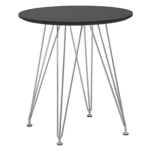 Ergo Furnishings Mid-Century Modern Eiffel Tower Café Table Wood Top, Black