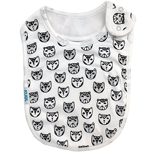 KUDL Baby Bibs Large Burpy Cloth 4 Pack Gift Set Soft Absorbent Feeding Reflux Drool Teething Bibs, Adjustable Snap Buttons, Funny Designs for Boys & Girls - Aztec Black & White