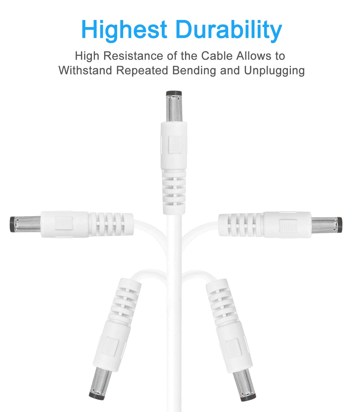 SIOCEN【2-Pack DC Power Extension Cable 13ft 5.5mm x 2.1mm 12V DC Security Camera Extension Cord Male to Female for CCTV Indoor,Standalone LED Strip,DC Power Supply Adapter Extender Cable