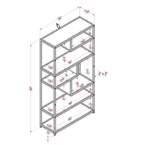 Furniture of America Zin Industrial Metal 6-Shelf Bookcase in Powder Coated Gray