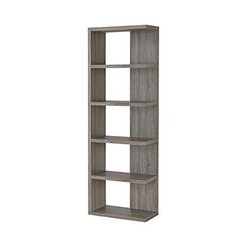 Coaster Home Furnishings 5-Tier Semi-Backless Bookcase Weathered Grey, 11.5"" d x 23.5"" w x 70.75"" h (800553)