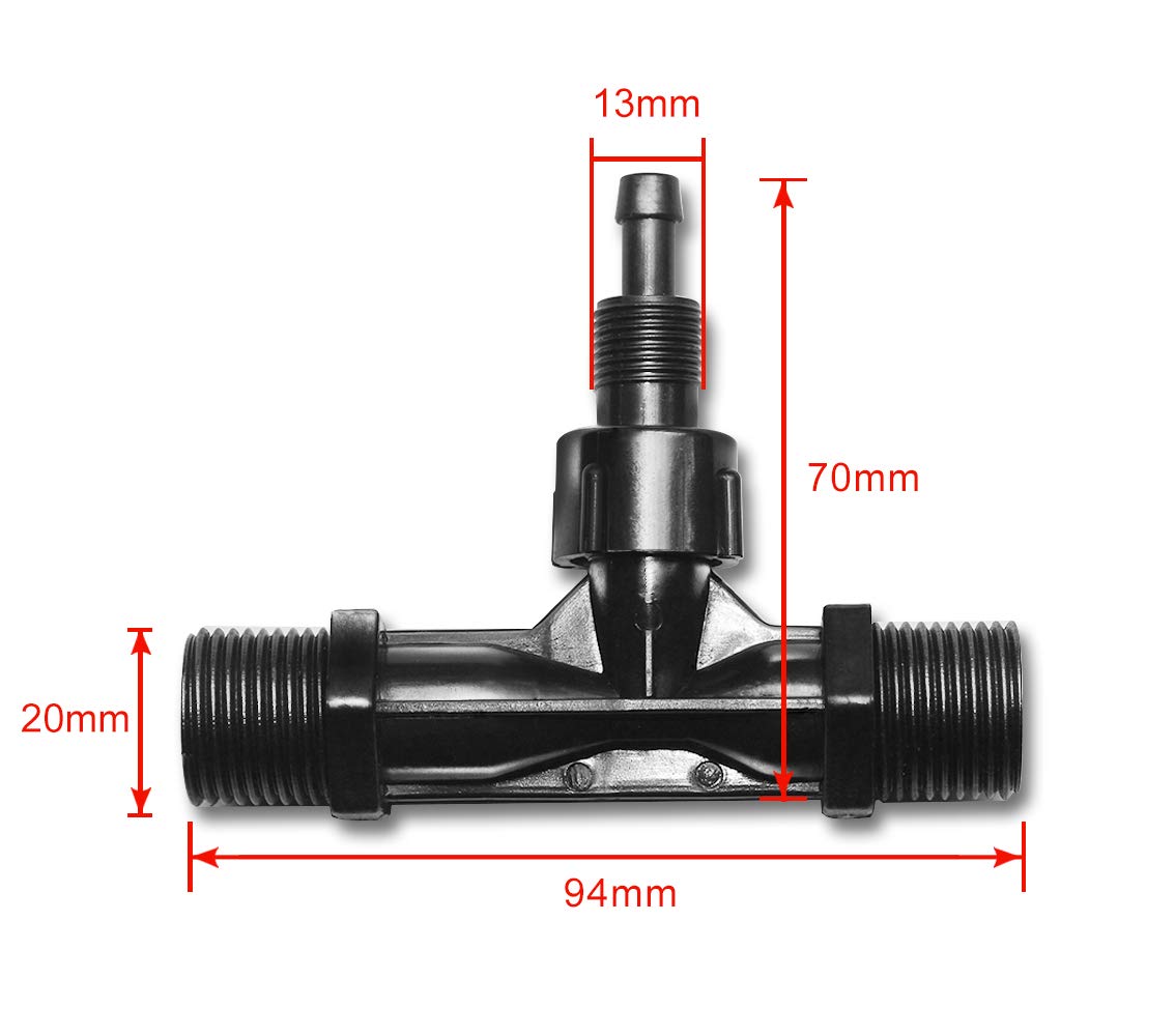 Pvdf Venturi Injector 1/2” Inch Gas-Liquid Mixing Venturi Injection for Ozone Generator, Agriculture Fertilizer Irrigation, Sewage Treatment, Dosing Device, Jet Device