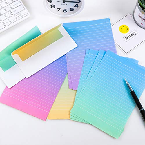 Halloluck 32 Colorful Writing Stationery Paper Letter Writing Paper with 16 Envelope, 4 Styles