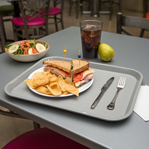 Carlisle FoodService Products Cafe Plastic Fast Food Tray, 14" x 18", Gray, (Pack of 12)