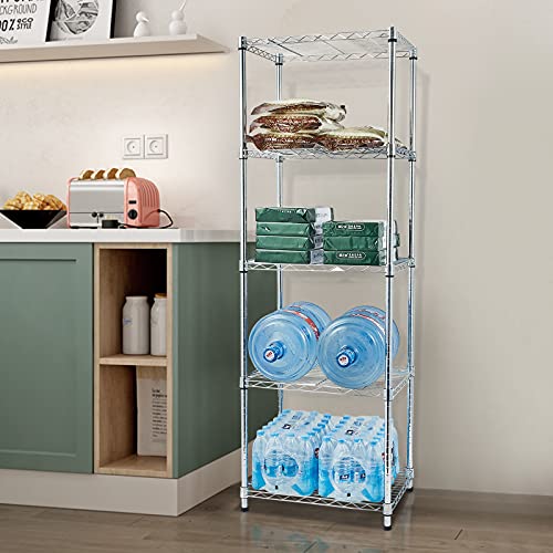 ERRTT 5-Tier Chrome Shelving Unit,Shelving Units and Storage for Kitchen and Garage,