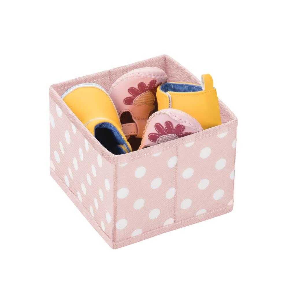 mDesign Soft Fabric Polka Dot Dresser Drawer and Closet Storage Organizer, Bin for Child/Kids Room, Nursery, Playroom, Bedroom, 4 Pack - Pink/White