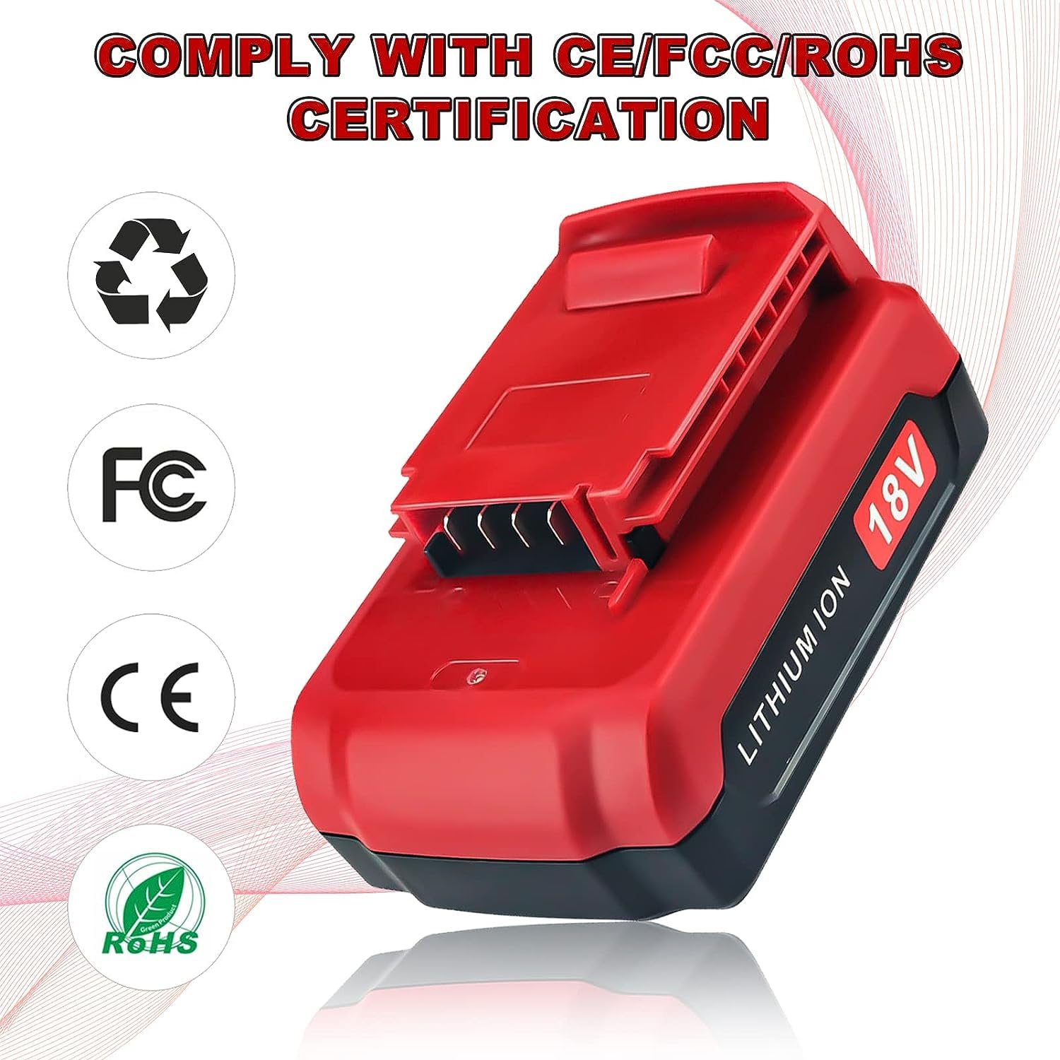2Packs 3.0Ah 18 Volt PC18BLX Replacement Battery for Porter Cable 18V Battery PC18BLEX PC18BL PC18B PC18B-2 PCC489N PCXMVC Compatible with Porter Cable 18 Volt Cordless Power Tools Batteries Lithium
