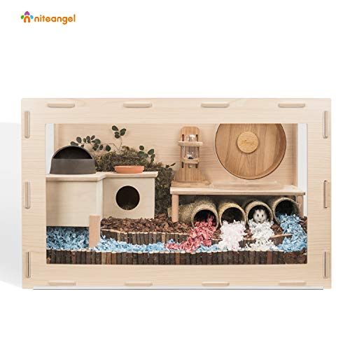 Niteangel Bigger World - MDF Aspen Terrarium for Hamster Gerbils Mice Lemming Degus or Other Small-Sized Pets(30 x 15 x 17.7 inches, Burlywood)