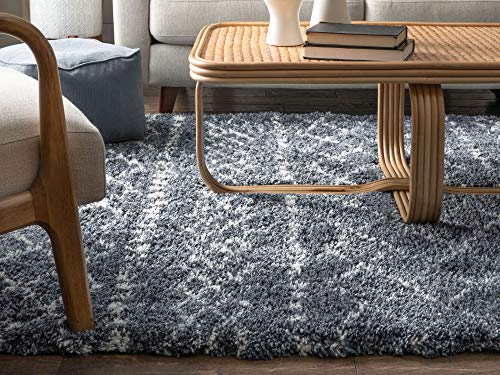 Well Woven Bissi Blue Super Thick & Soft Moroccan Shag Area Rug 5x7 (5'3" x 7'3")