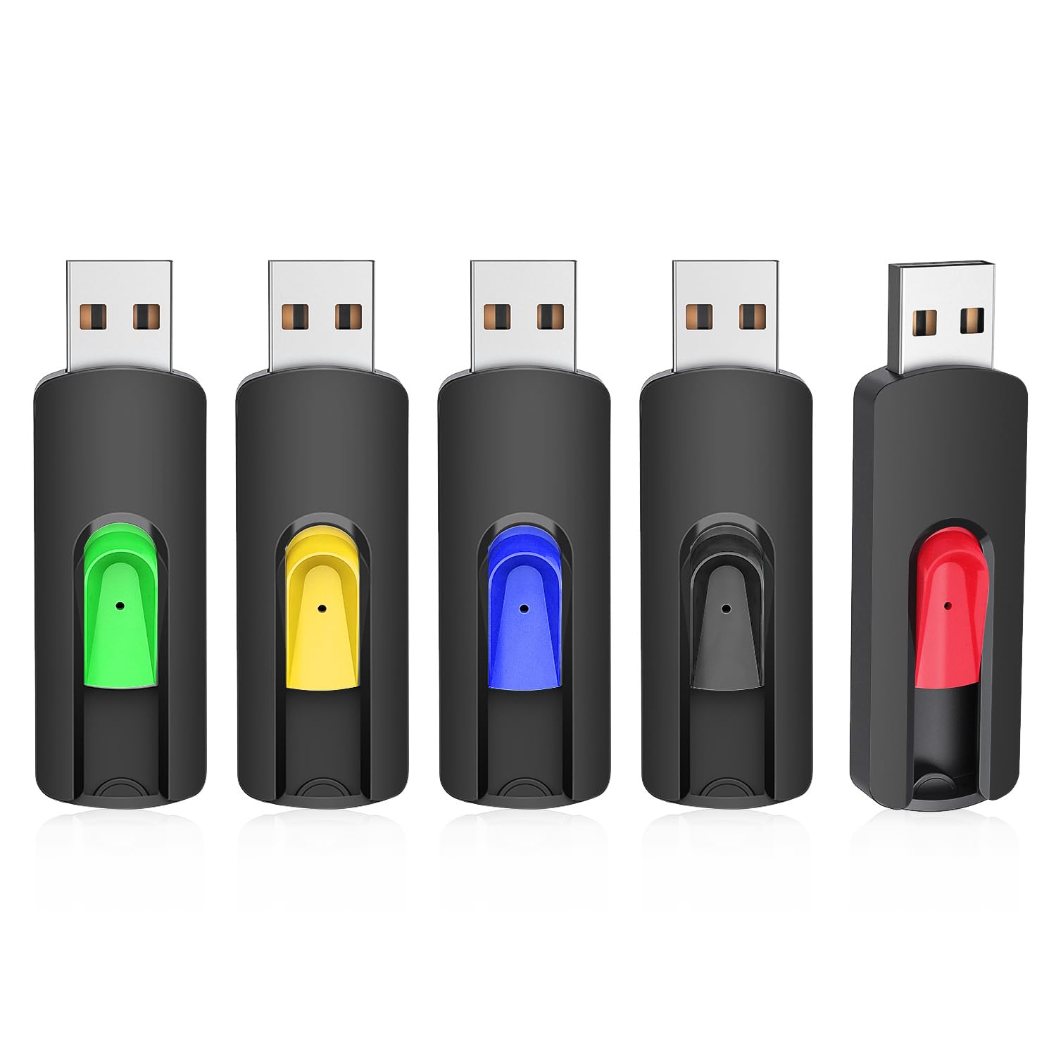 32GB USB 2.0 Stick 5 Pack, MONGERY Retractable USB Memory Flash Drive USB 2.0 Stick 32GB Thumb Drive USB Drive with LED Indicator for Data Storage Jump Drive (32GB 5Pack Mixcolor)