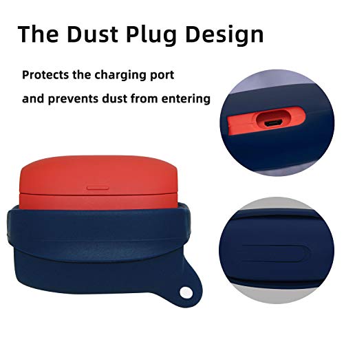 Haotop Case Compatible with Jabra Elite 65t/Elite Active 65t, Silicone Waterproof Overall-Protection Case Cover with Carabiner (Midnight Blue)