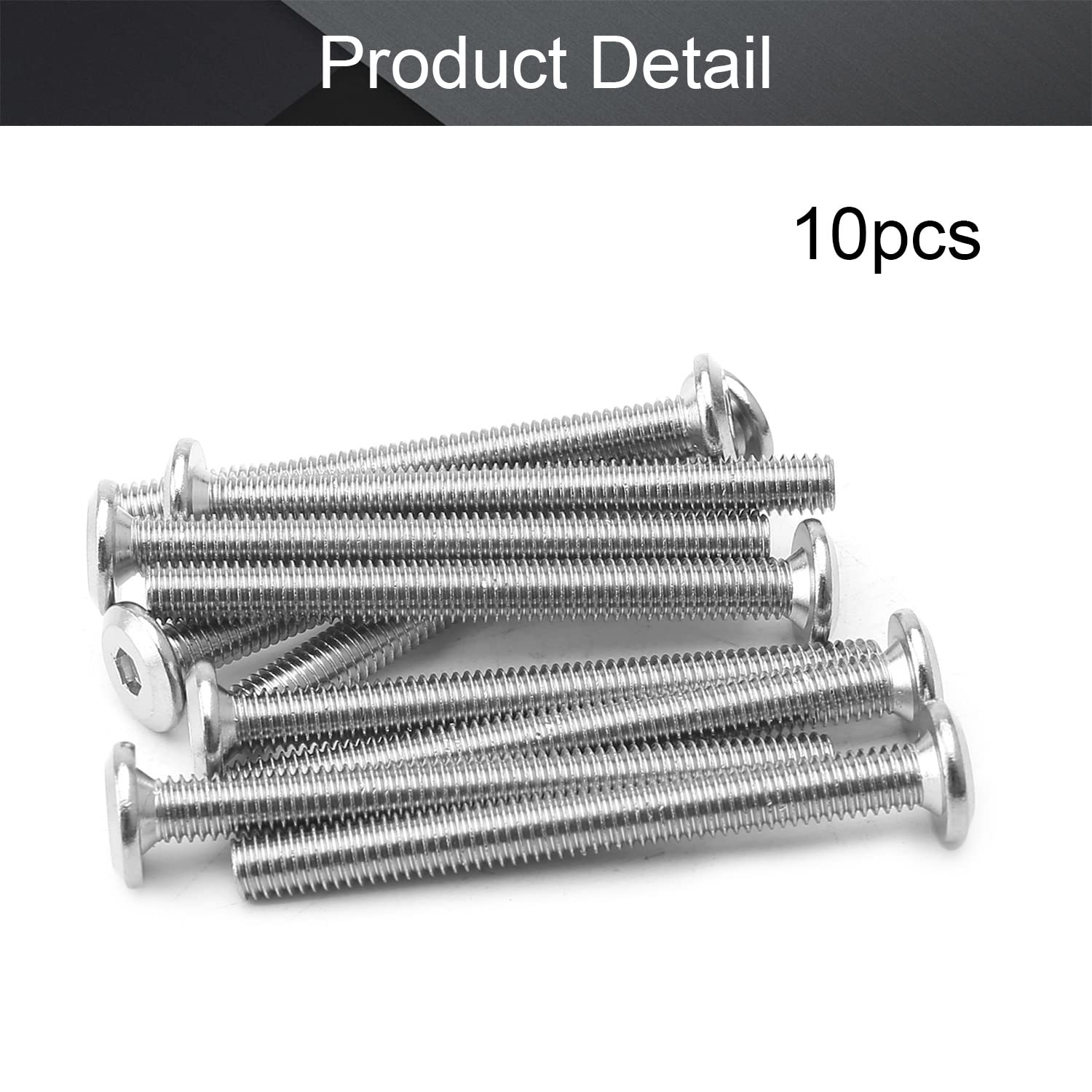 MroMax 10Pcs M6 x 60mm Flat Head Hex Socket Cap Screws Bolts, Nickel Plated Carbon Steel Fully Threaded Furniture Screws for Assemble Cabinets, Baby Beds, Tables and Chairs