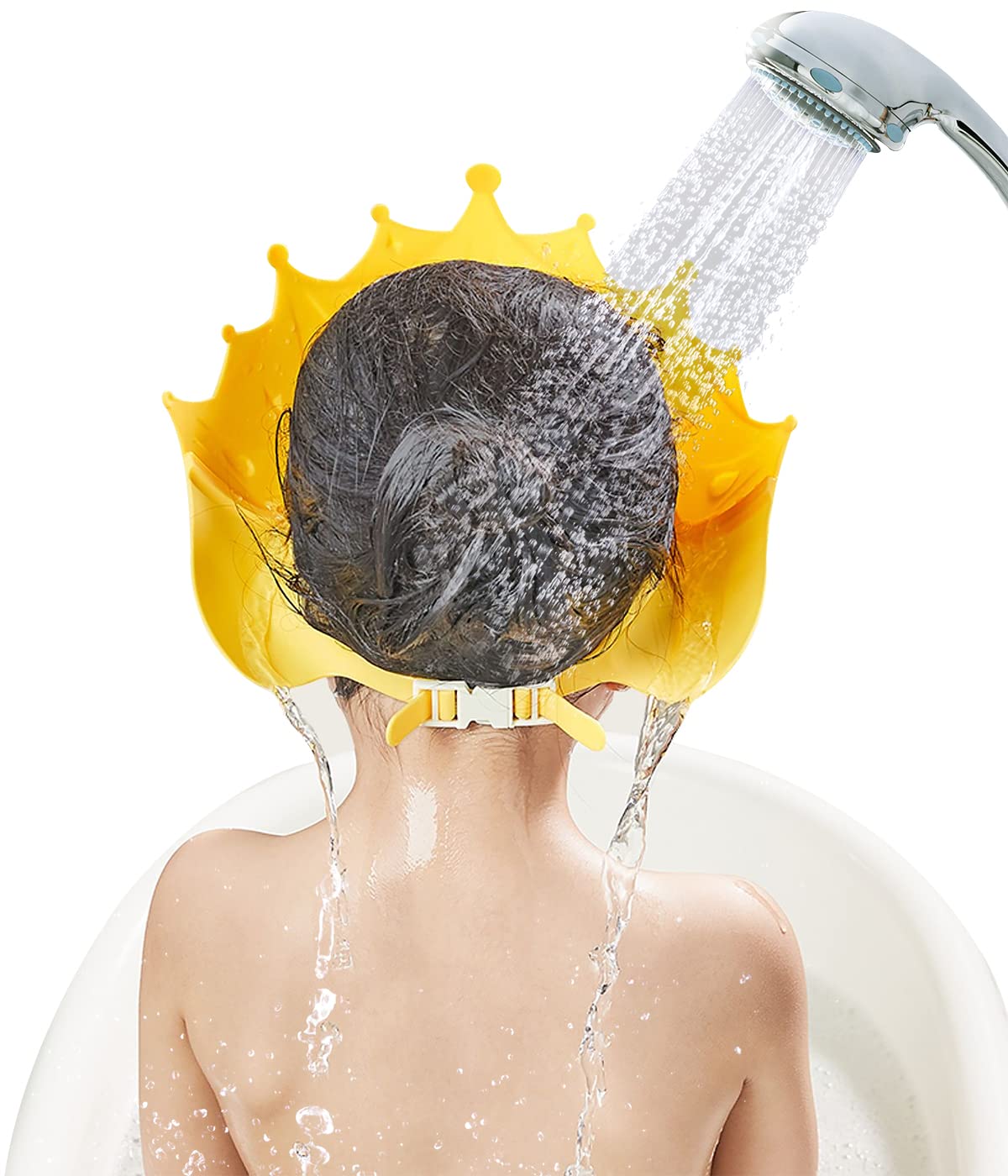 Baby Shower Cap Crown, Hair Washing Hat for Toddlers, Shower Face Shields, Bath Visor for Toddlers, Make Hair Washing So Much Easier & Less Stressful, Yellow