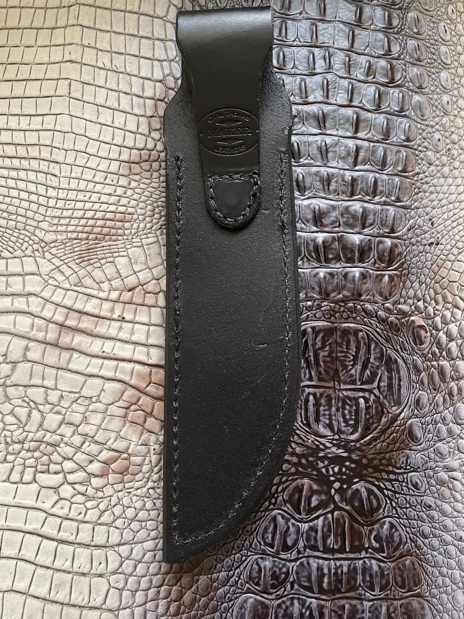 Custom Leather Right Hand Knife Sheath Fits Buck 124, Fixed Blade Knife Holder, Black